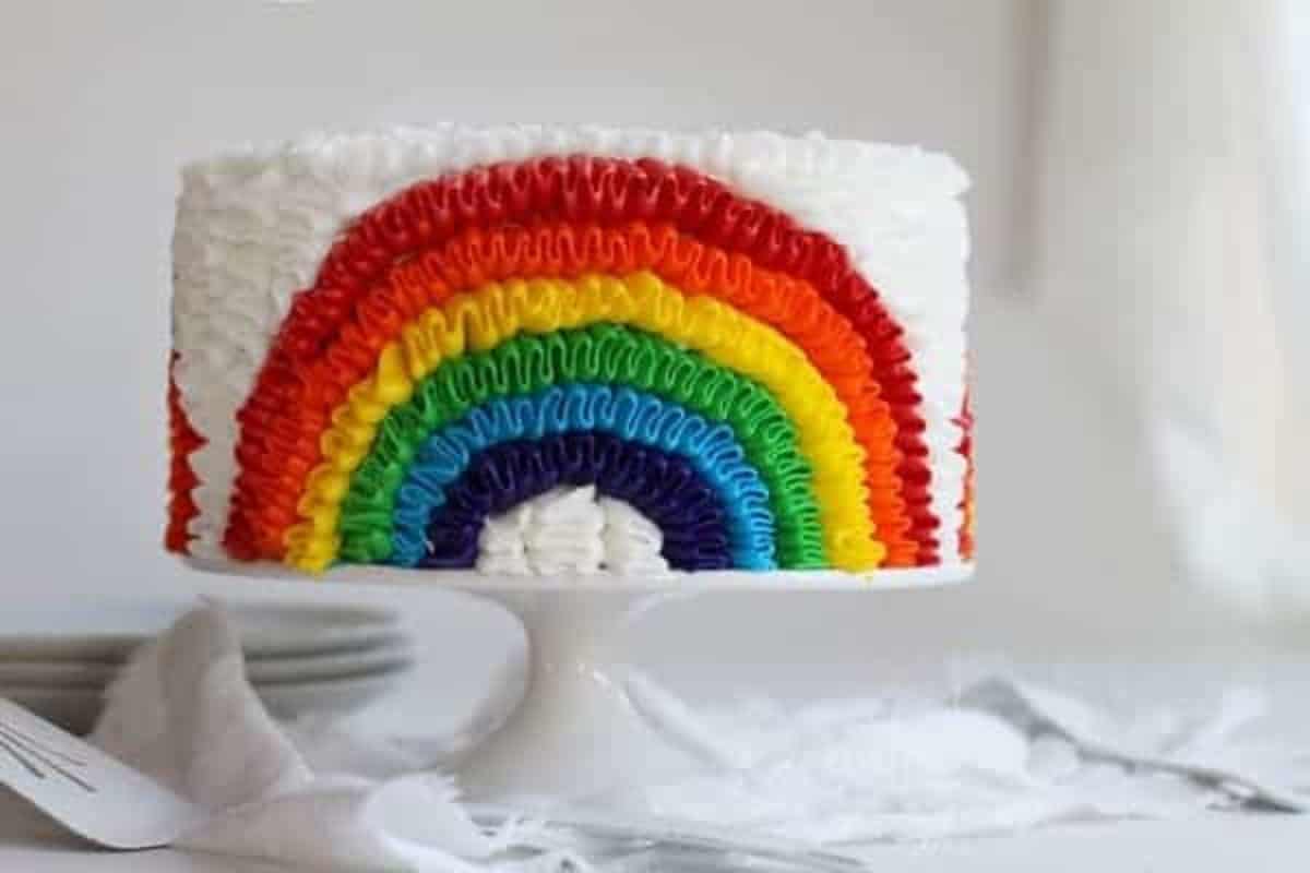 Rainbow Ruffle Birthday Cake - i am baker