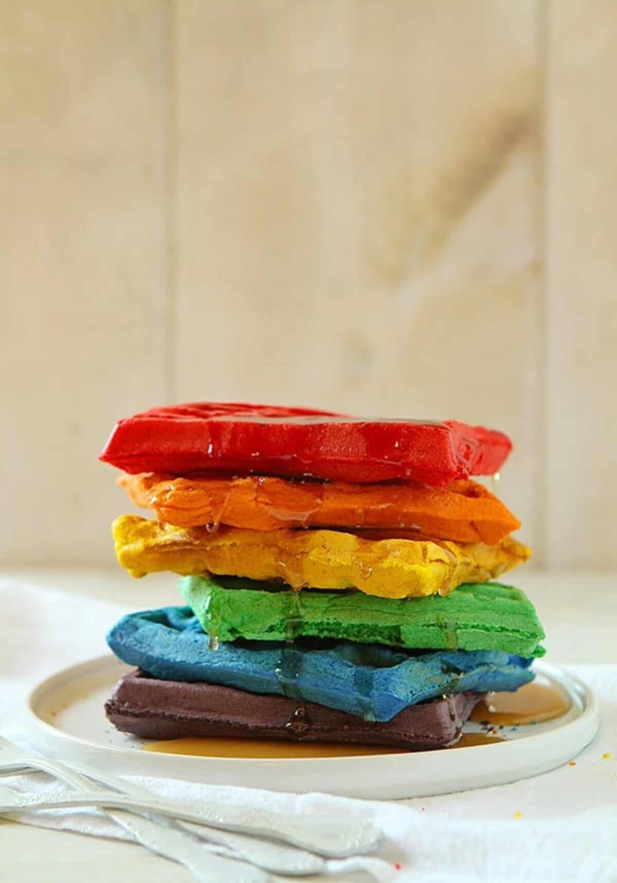 Rainbow Waffles - i am baker