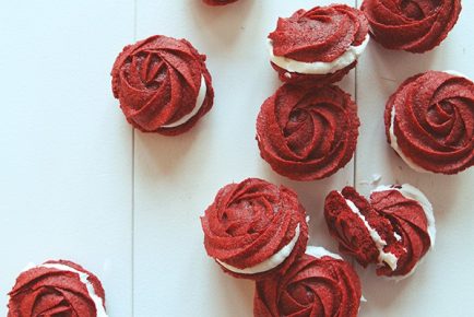 Red Velvet Rose Sandwich Cookies - i am baker