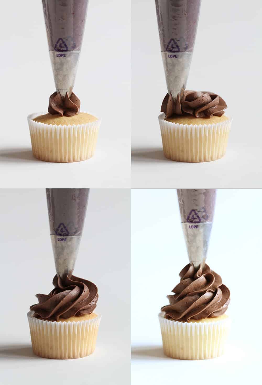 Four Easy Ways To Frost A Cupcakes With An Open Star Tip Chocolate