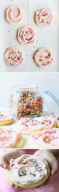 Giant Sugar Cookies with Pink Buttercream - i am baker