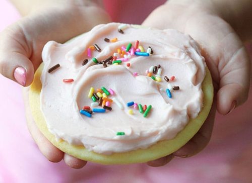Giant Sugar Cookies with Pink Buttercream - i am baker