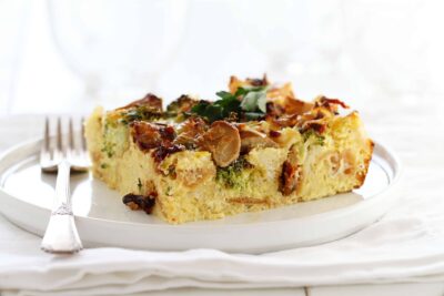 Breakfast Strata (Broccoli, Mushroom, and Cheese Egg Bake) - i am baker