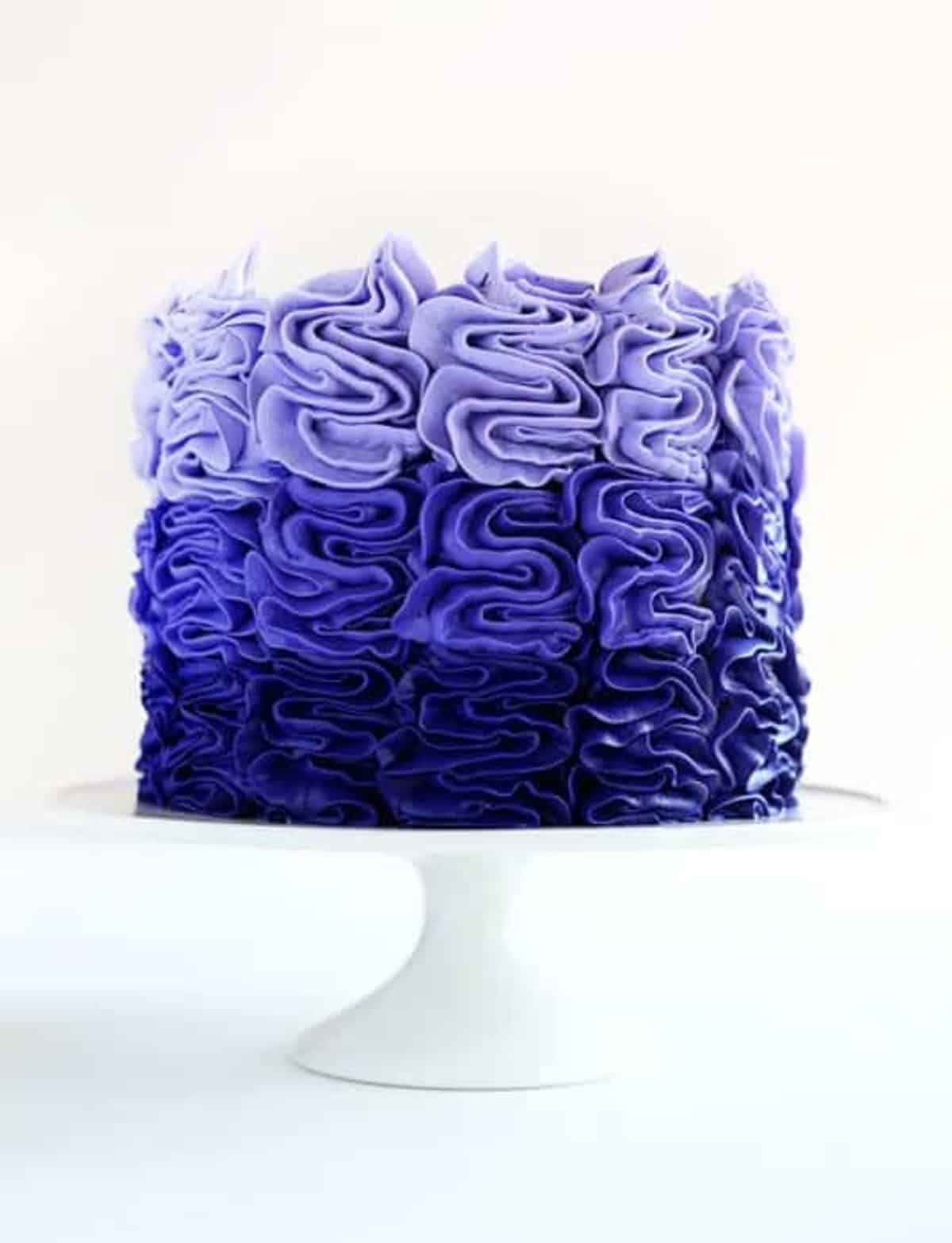 Purple Ombre Messy Ruffle Cake - i am baker
