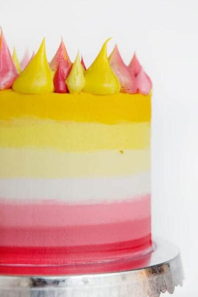 Pink & Yellow Buttercream Cake - i am baker