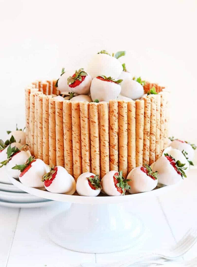 White Cake with White Wine Buttercream and Chocolate Covered ...