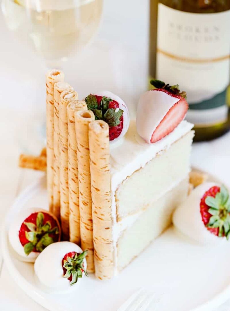 White Cake with White Wine Buttercream and Chocolate Covered ...
