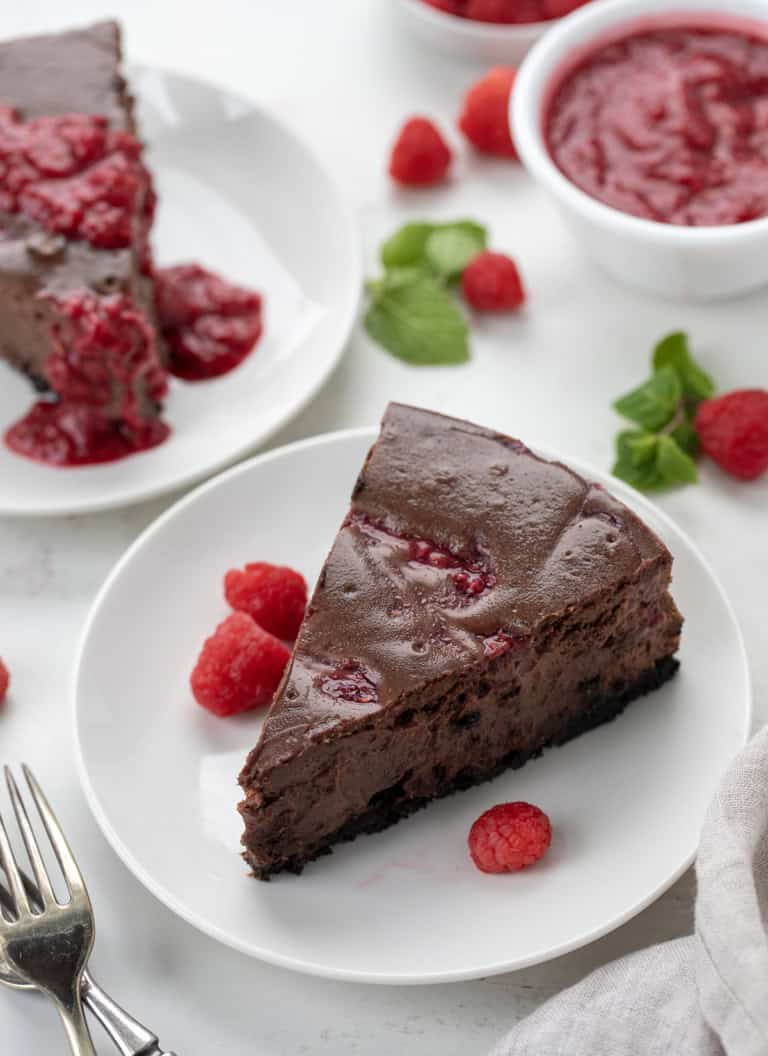 Chocolate Raspberry Cheesecake - i am baker
