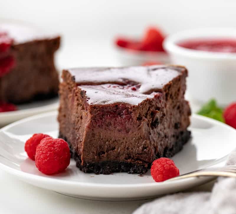 Chocolate Raspberry Cheesecake - i am baker