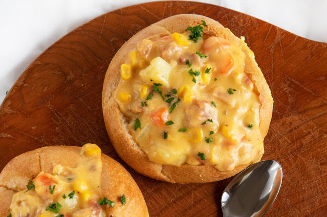 Bread Bowl Ham Chowder - i am baker