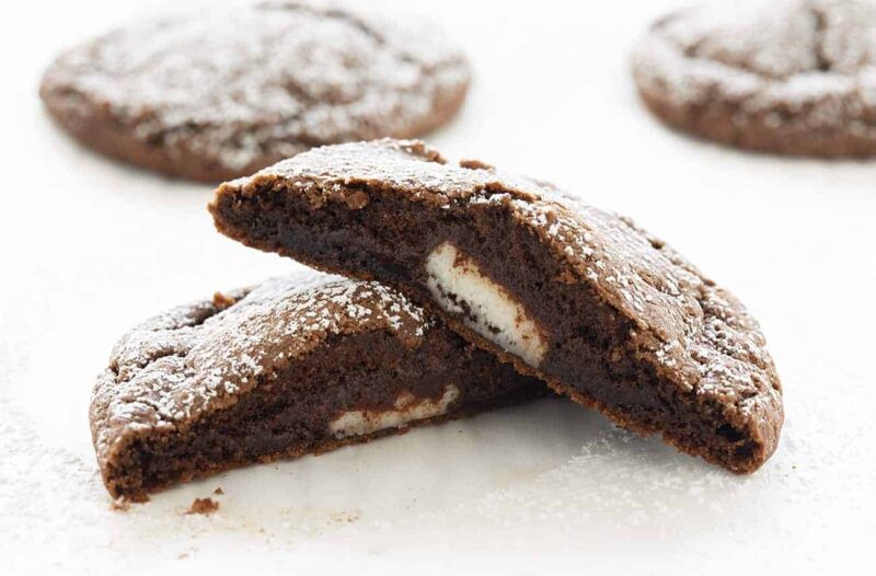 Peppermint Patty Stuffed Chocolate Cookies - i am baker