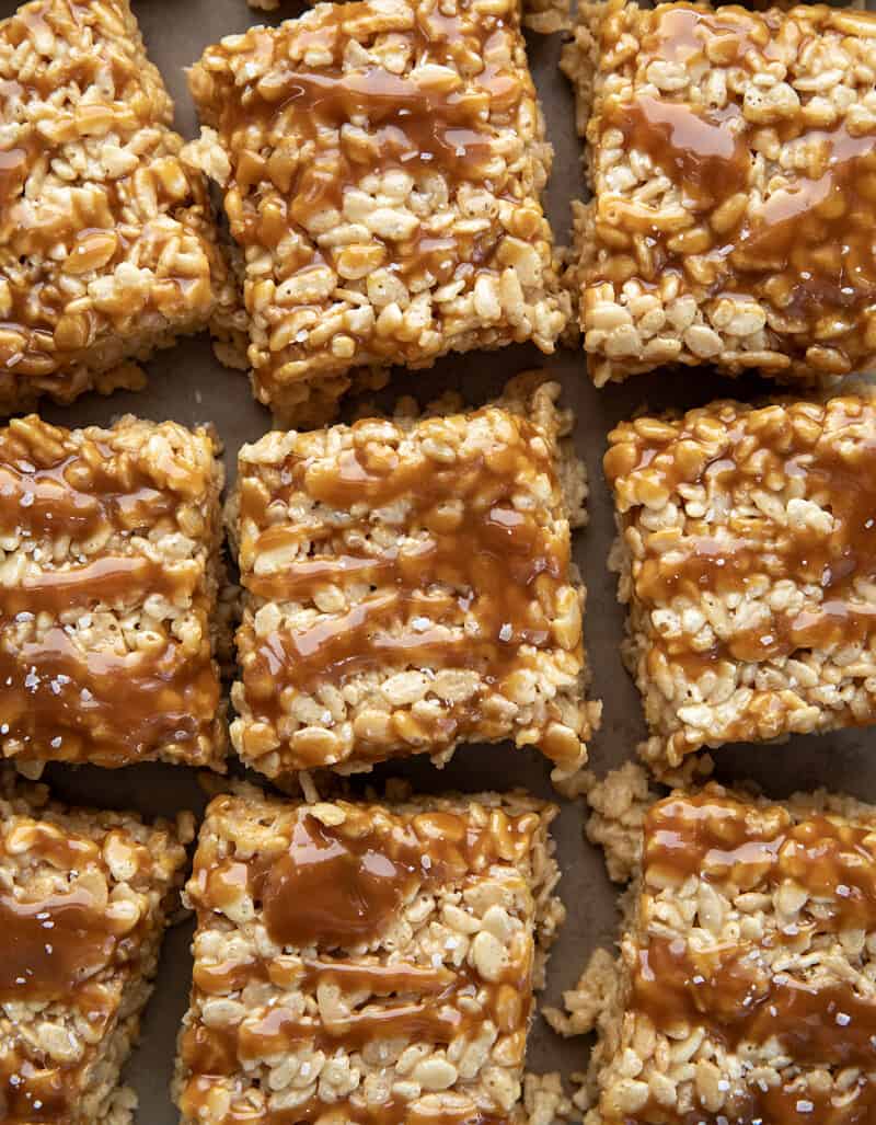 Salted Caramel Rice Krispie Treats - i am baker