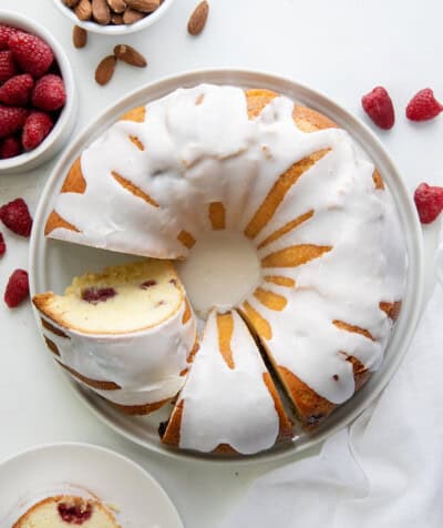 Raspberry Almond Pound Cake - i am baker