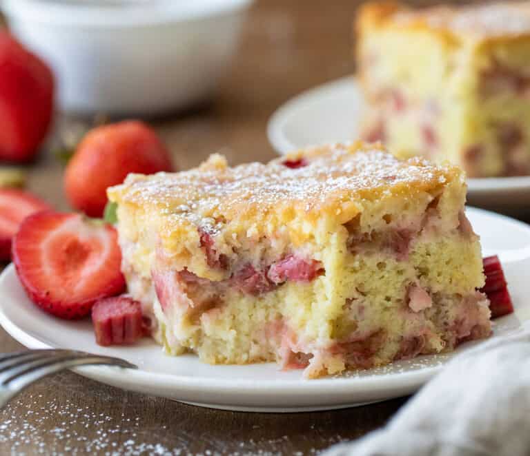 Fresh Strawberry Rhubarb Cake - i am baker