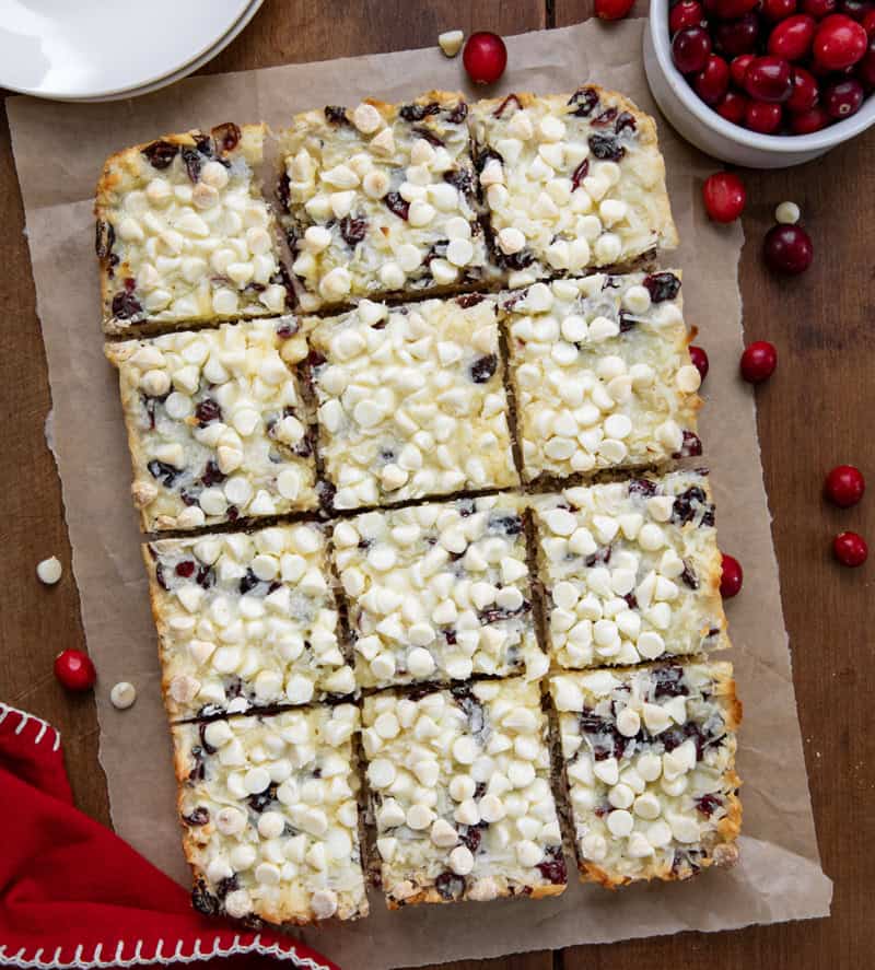 Cranberry White Chocolate Magic Bars - i am baker