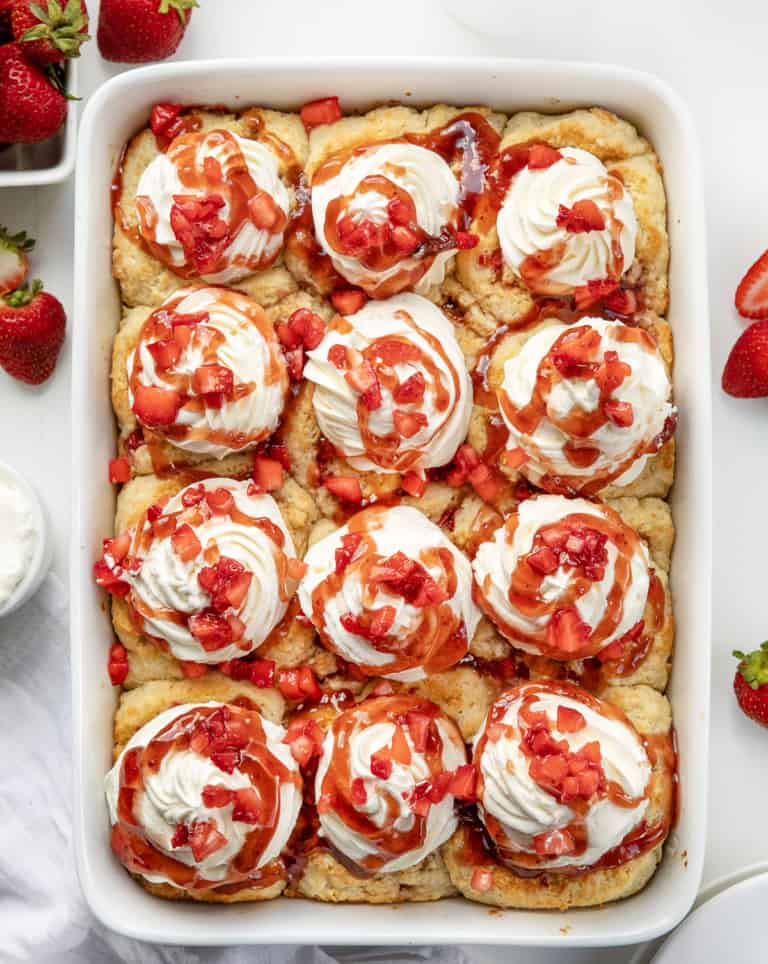 Strawberry Shortcake Cinnamon Rolls - i am baker