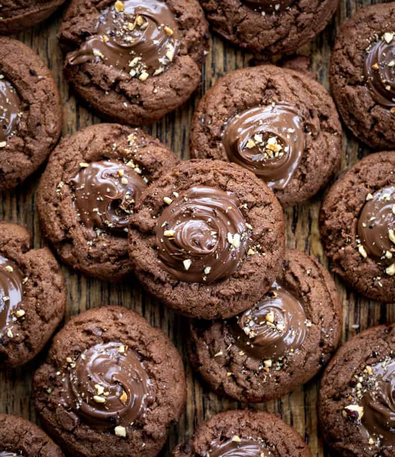Chocolate Hazelnut Thumbprint Cookies - i am baker