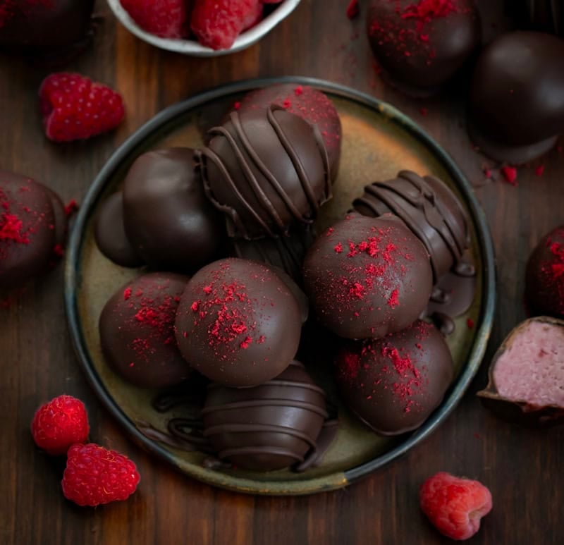 Chocolate Raspberry Truffles - i am baker