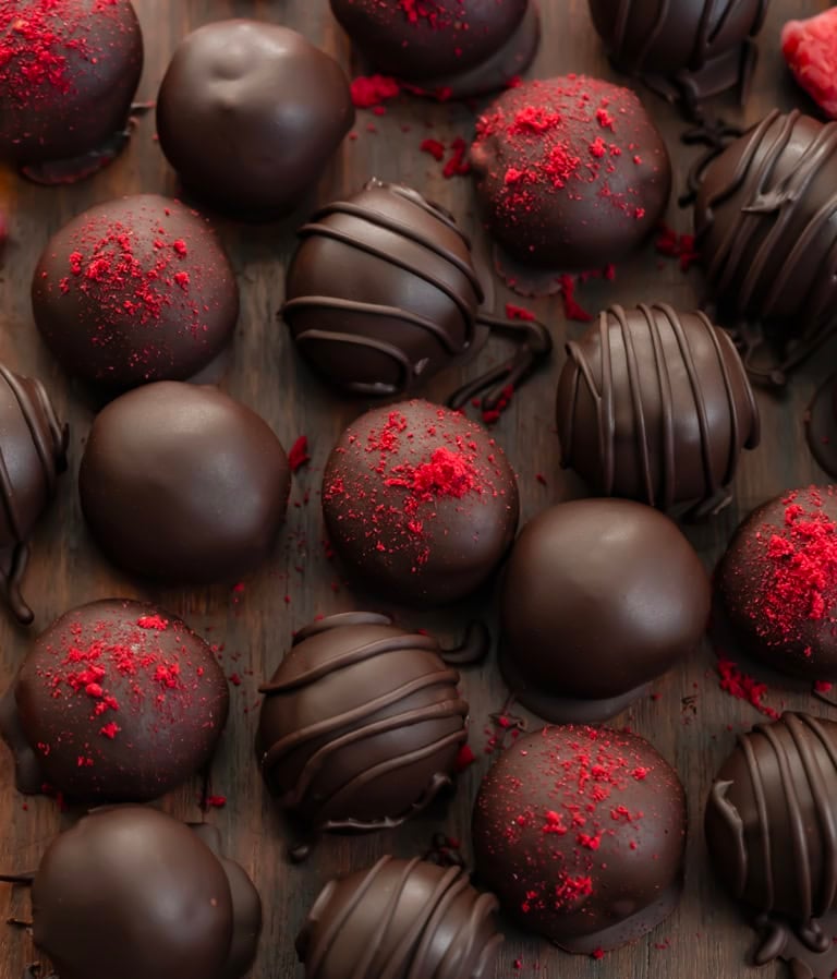Chocolate Raspberry Truffles - i am baker